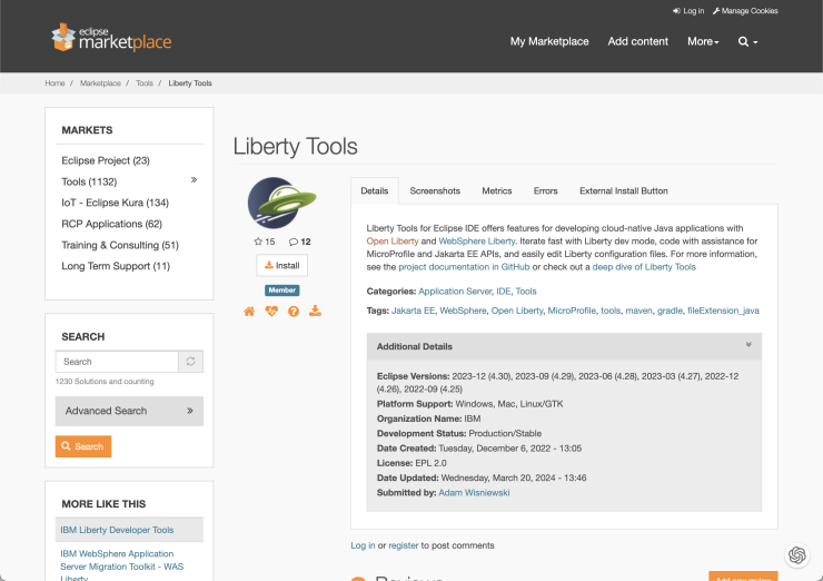 WebSphere Liberty Tools update!! – MarkKWSu
